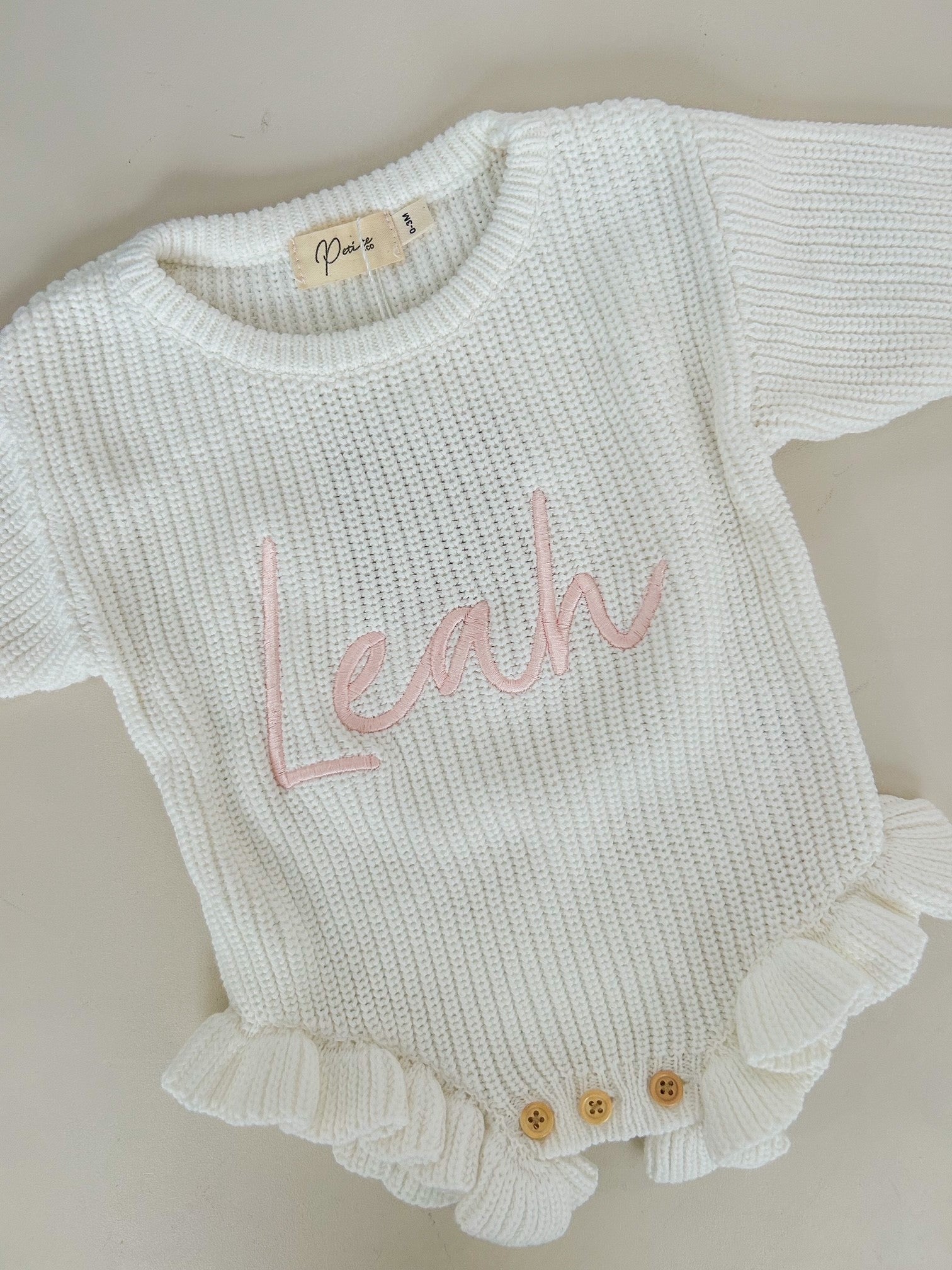 RIBBED LEG FRILL ROMPER - MILK