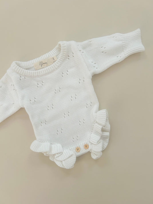 POINTELLE FRILL ROMPER - MILK – Petite Co au