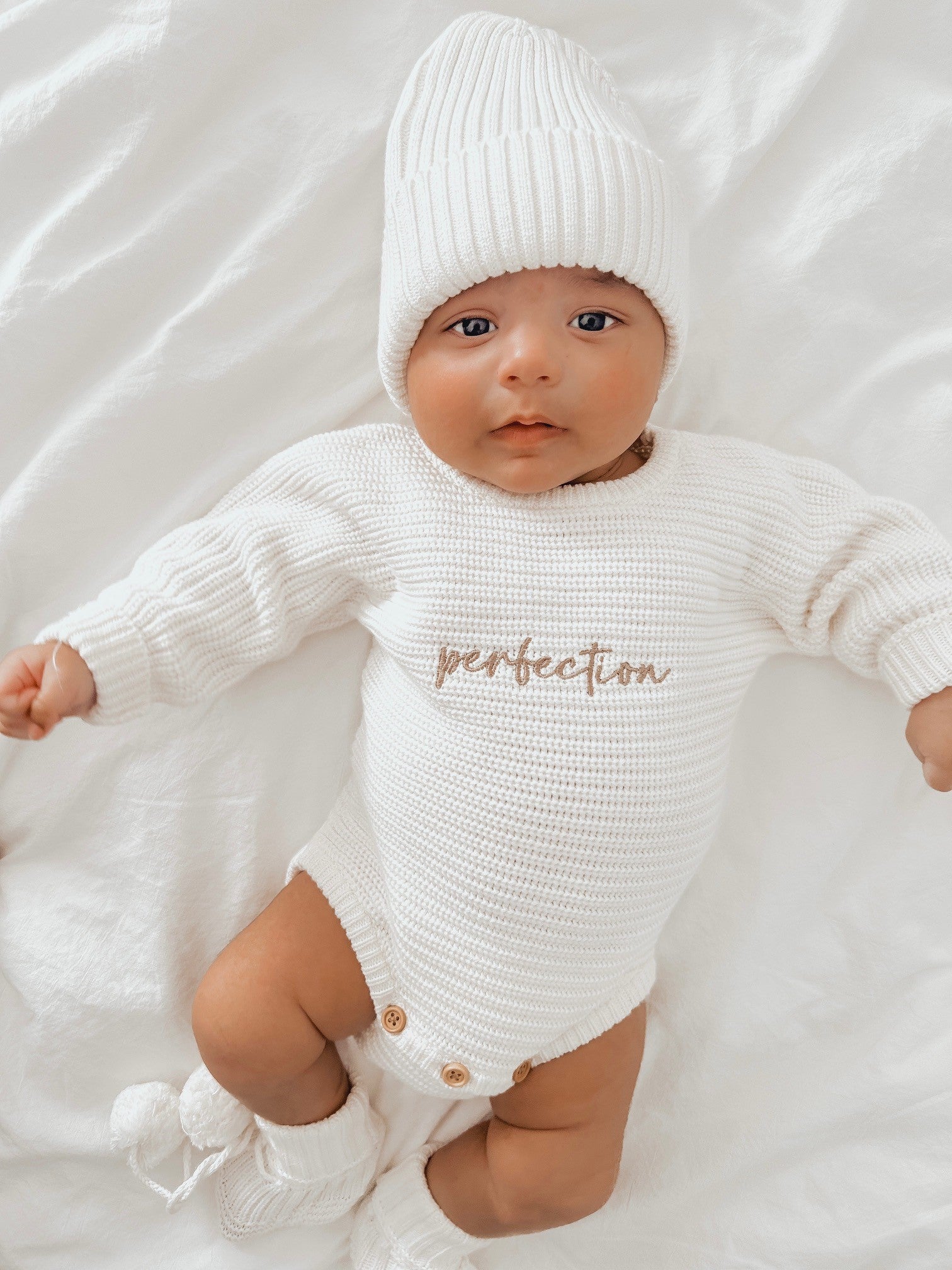 CLASSIC RIBBED ROMPER - MILK | PERSONALISED EMBROIDERY AVAILABLE – Petite Co au